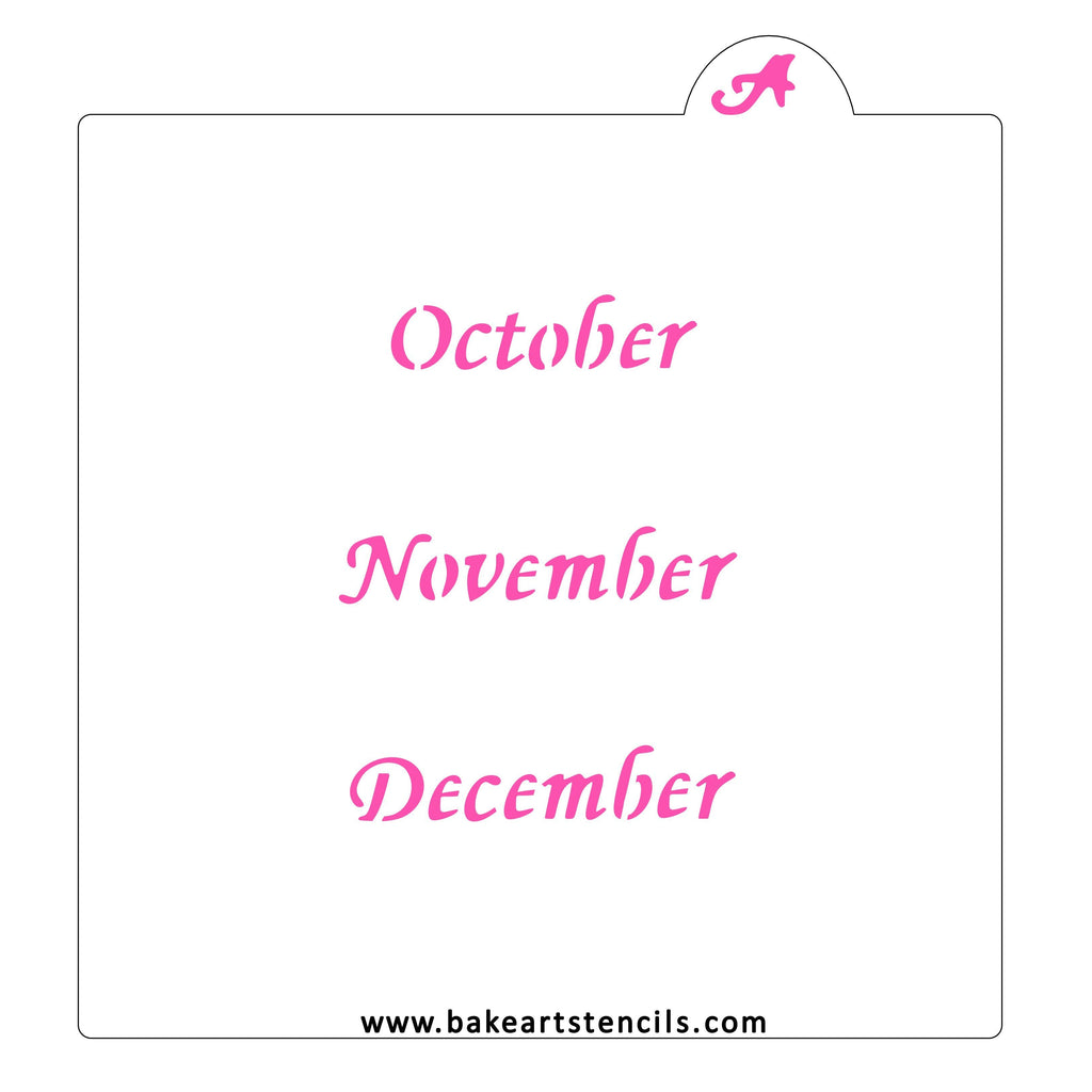 12 Month Calendar Stencil Set | Cake Craft Shoppe, LLC