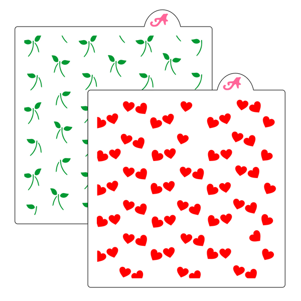 Cherry Hearts Stencil Set | Cake Craft Shoppe, LLC