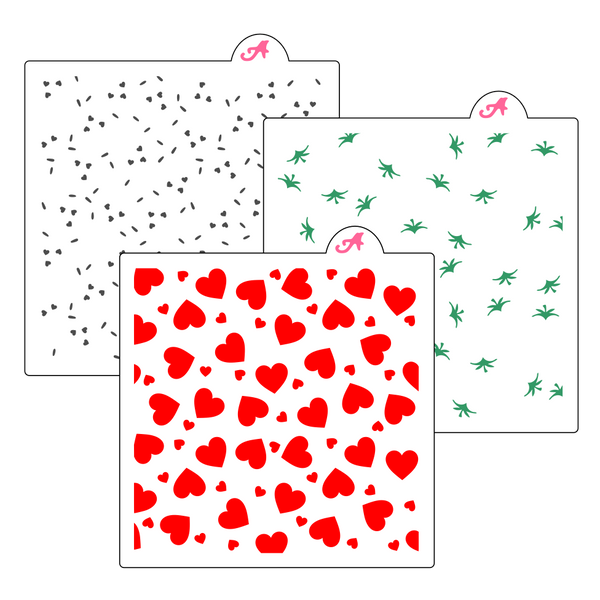 Strawberry Hearts Stencil Set | Cake Craft Shoppe, LLC