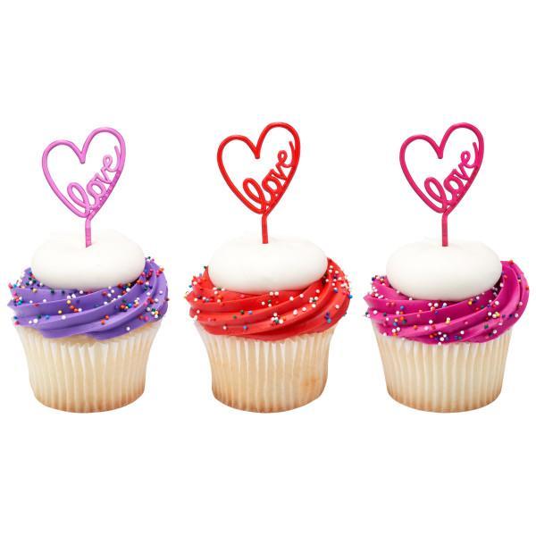 Heart - Neon Asst. Pics - 6ct. | Cake Craft Shoppe, LLC