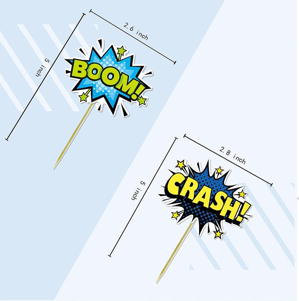 Superhero Boom, Pow, etc. Cupcake Topper - 6ct. | Cake Craft Shoppe, LLC